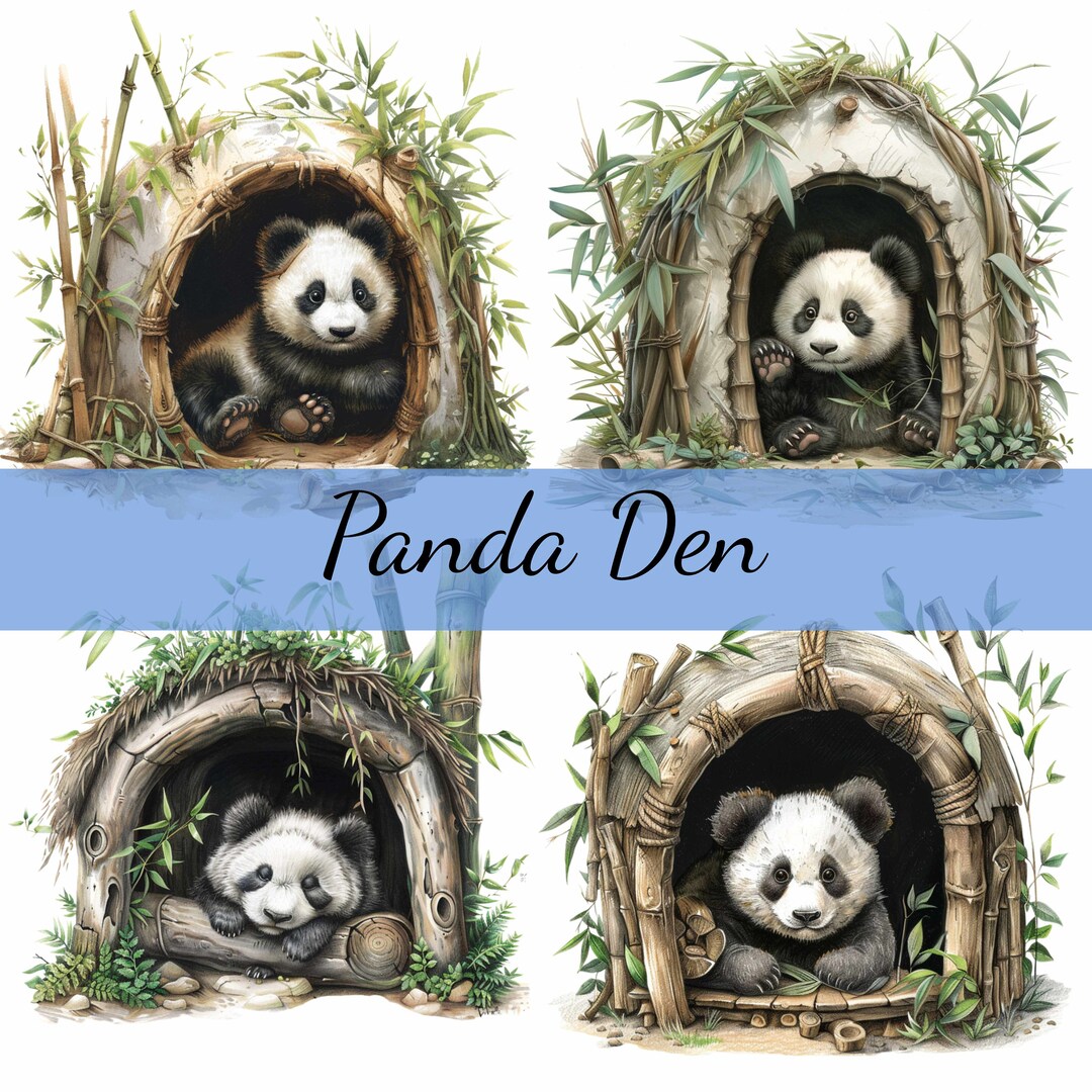 15 Panda in Bamboo Den Clipart Bundle, 15 High-quality JPG, Craft Art ...