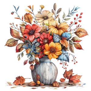 Autumn Leaves Fall Flower Bouquet Clipart Bundle, 16 High-quality JPG ...