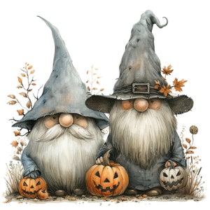 Gnomes With Halloween Pumpkins Clipart Bundle, 16 High-quality JPG ...