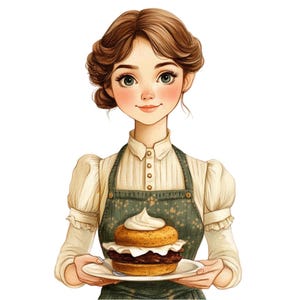 15 Vintage Waitress Server Clipart Bundle, 15 High-quality PNG ...