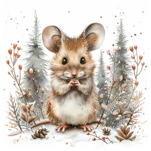 Winter Mouse With Snow Clipart Bundle, 16 High-quality JPG, Craft Art ...