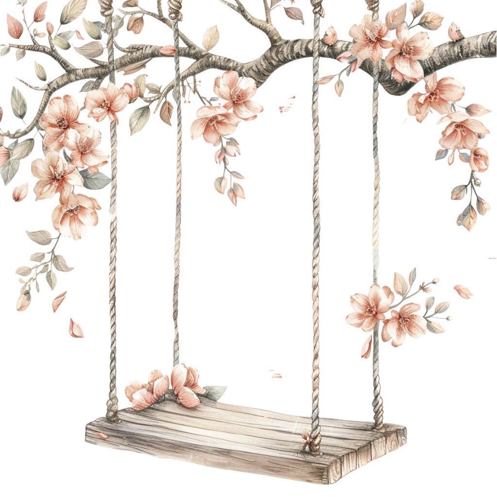16 Floral Flower Tree Swing Clipart Bundle, High-quality JPG, Craft Art ...