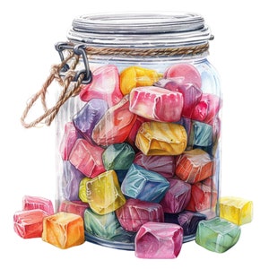 12 Hard Candy in a Glass Jarclipart Bundle, 12 High-quality JPG, Craft ...