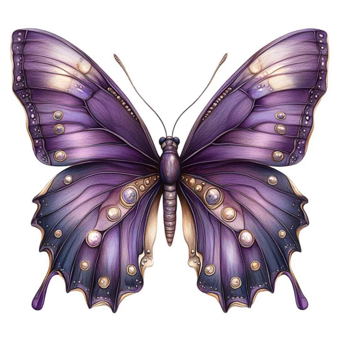 Purple Butterflies Clipart Bundle, 15 High-quality JPG, Craft Art, Card ...