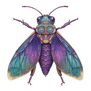 Purple Teal Blue Insect Clipart Bundle, 15 High-quality JPG, Craft Art ...