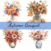 Autumn Leaves Fall Flower Bouquet Clipart Bundle, 16 High-quality JPG ...