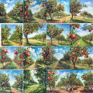 16 Apple Orchard Clipart Bundle, 16 High-quality JPG, Craft Art, Card ...