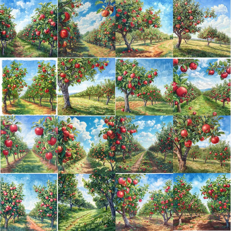 16 Apple Orchard Clipart Bundle, 16 High-quality JPG, Craft Art, Card ...