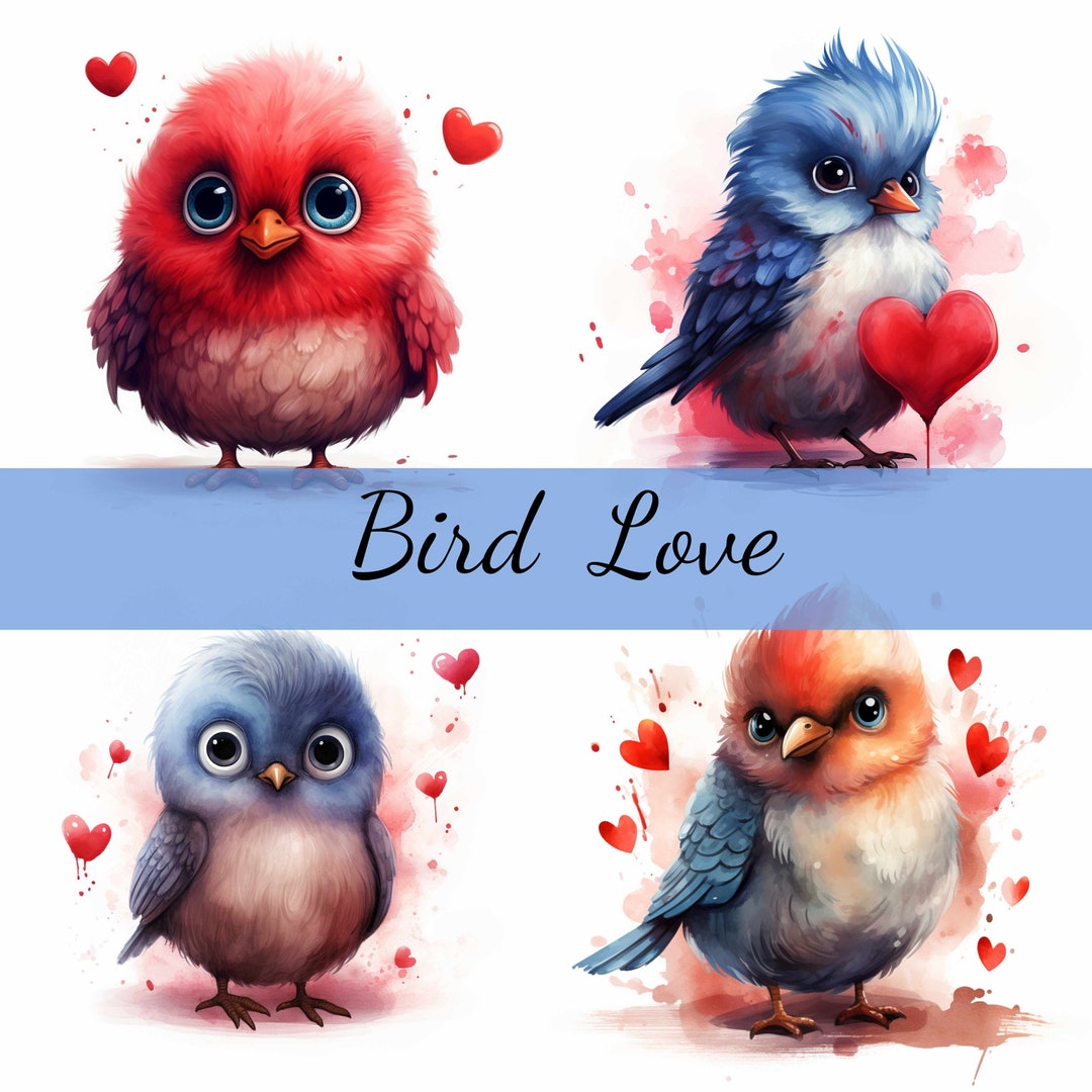 16 Valentine Bird Clipart Bundle, High-quality JPG, Craft Art, Card ...