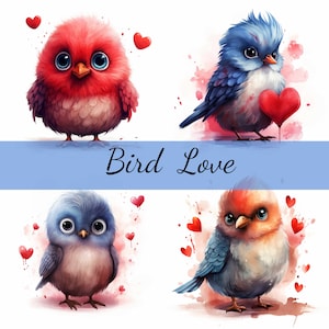 16 Valentine Bird Clipart Bundle, High-quality JPG, Craft Art, Card ...