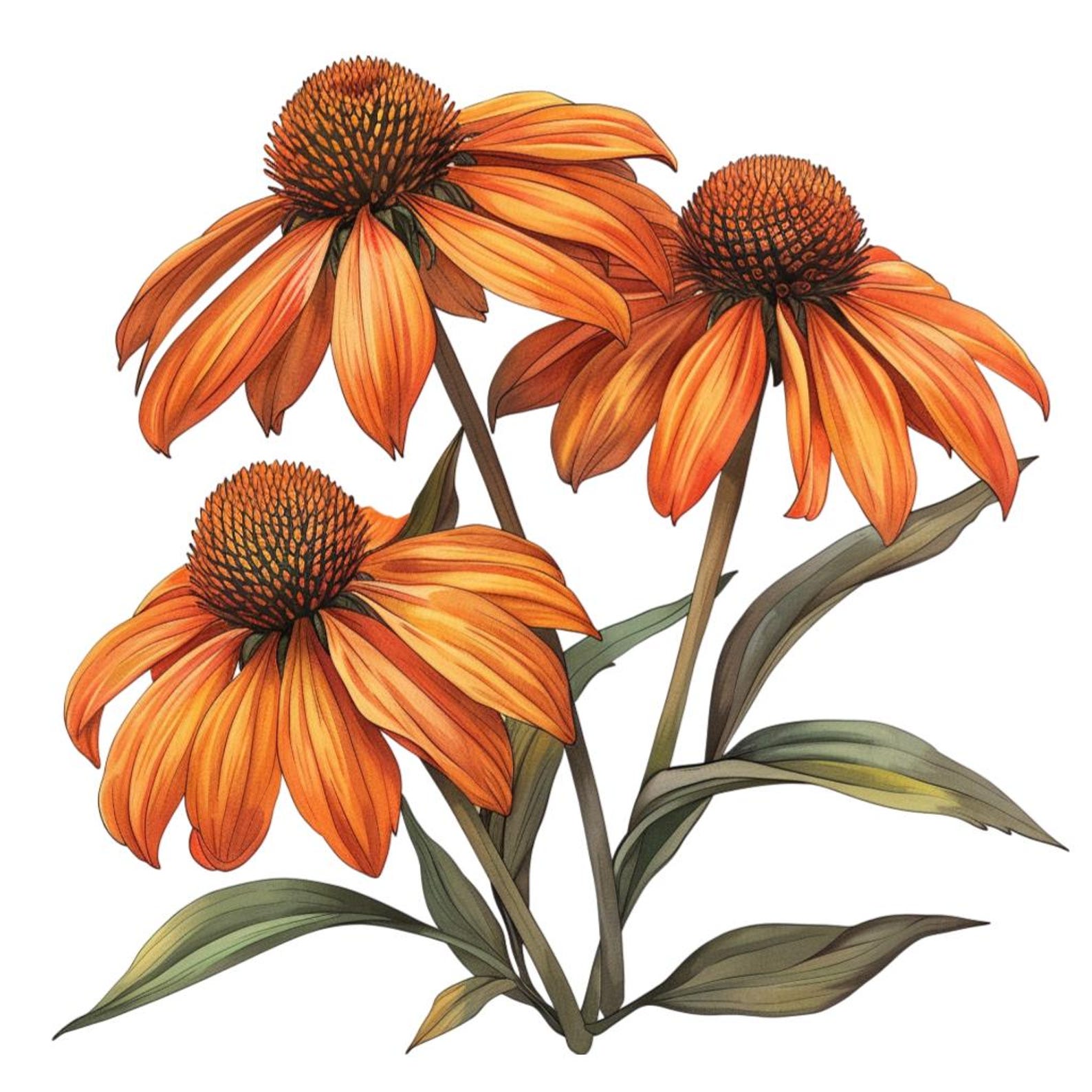 16 Coneflower Flower Mix Clipart Bundle, 16 High-quality JPG, Craft Art ...