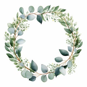 Eucalyptus Leaf Wreaths Clipart Bundle, 16 High-quality JPG, Craft Art ...