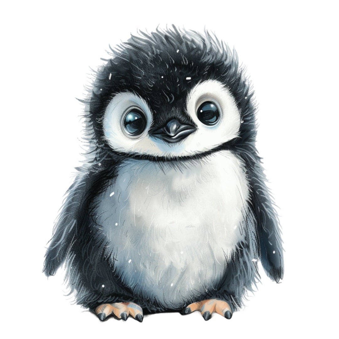 Cute Fluffy Penguin Clipart Bundle, 15 High-quality JPG, Craft Art ...