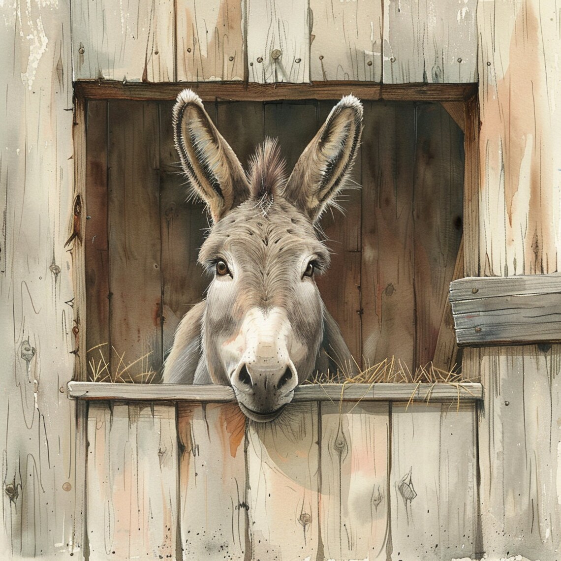 16 Silly Donkey in a Barn Cartoon Clipart Bundle, 16 High-quality JPG ...