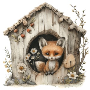 Fox House Den Clipart Bundle, 16 High-quality JPG, Craft Art, Card ...