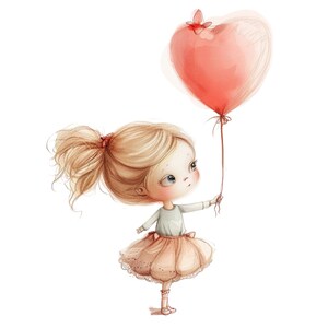 Cute Girl With Balloon Clipart Bundle, 15 High-quality JPG, Craft Art ...