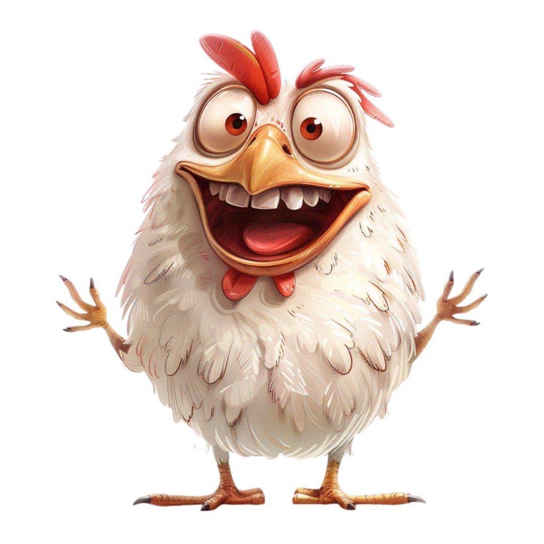 Silly Chicken Cartoon Design Clipart Bundle 16 Transparent PNG Download ...