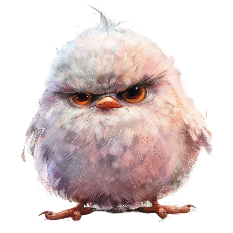 Fluffy Fat Grumpy Bird Clipart Bundle Clipart Bundle, JPG, Card Making ...