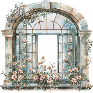 15 Floral Window Flower Clipart Bundle, 15 High-quality JPG, Craft Art ...