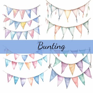 Pastel Bunting Clipart Bundle, 16 High-quality JPG, Craft Art, Card ...