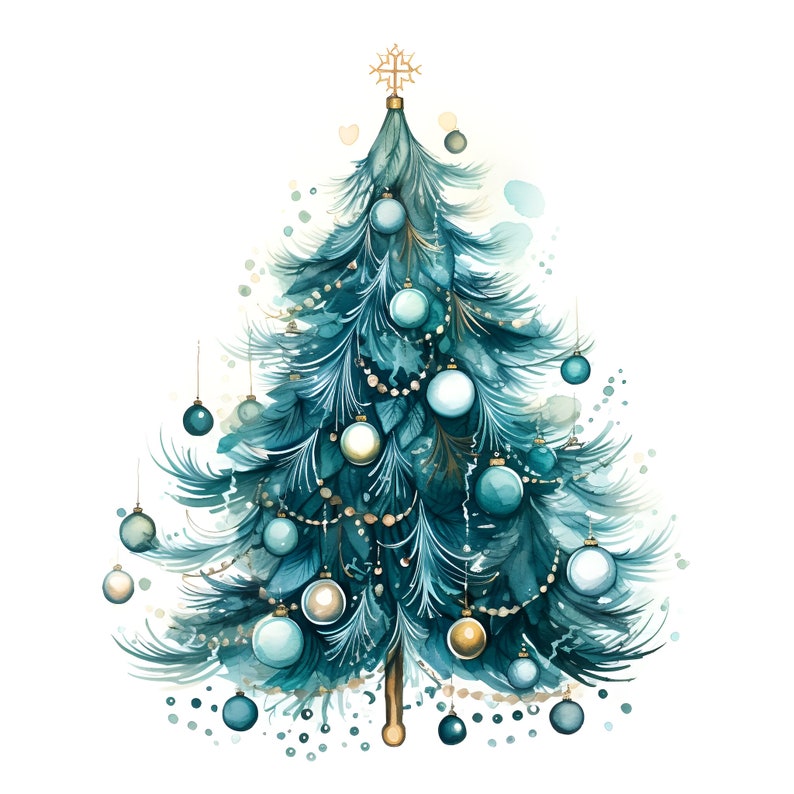 14 Boho Teal Christmas Tree Clipart Bundle High-quality JPG - Etsy