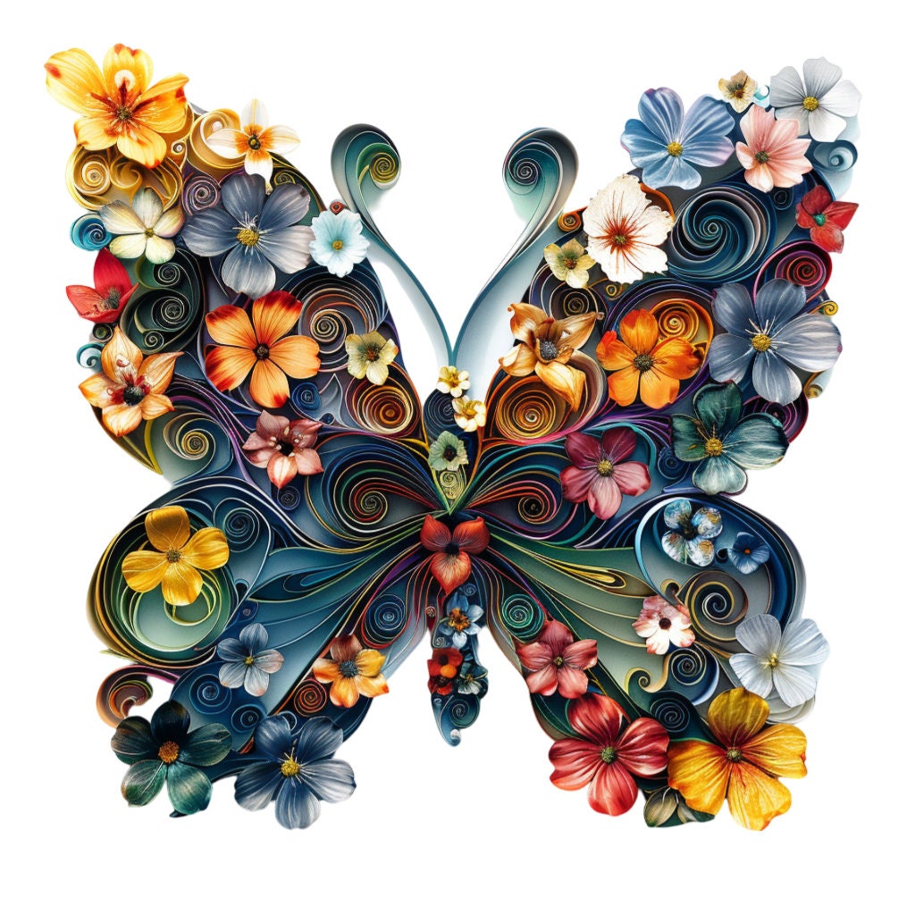 Butterfly Flower Floral Clipart Bundle,16 High-quality JPG, Craft Art ...