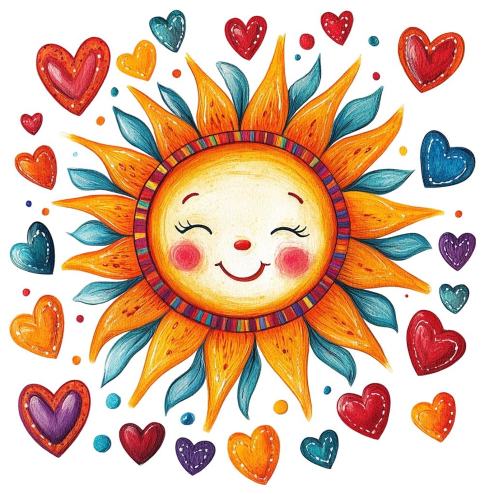 16 Happy Sun Hearts Colorful Clipart Bundle, 16 High-quality JPG, Craft ...