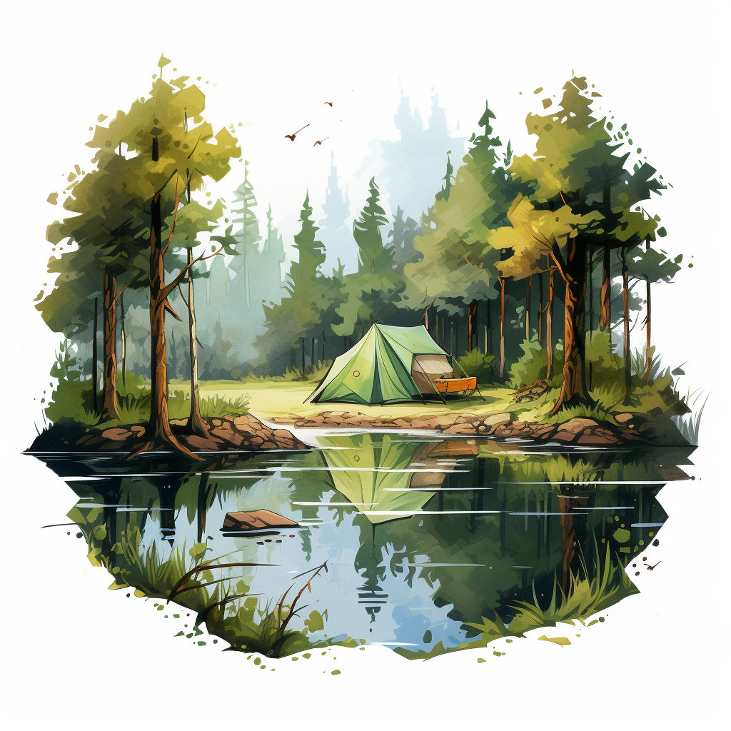 Camping by the Lake Clipart Bundle, High-quality JPG, Craft Art, Card ...