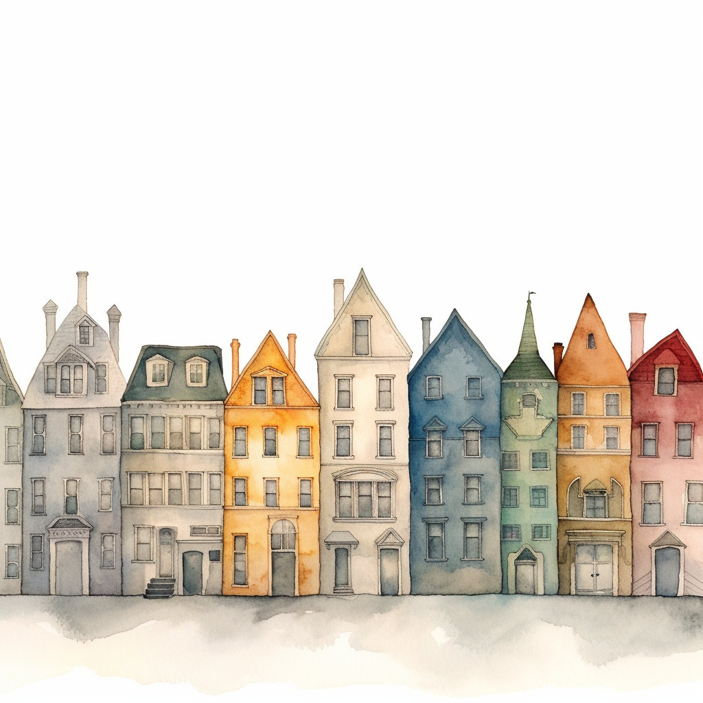 16 Row Houses Clipart Bundle, High-quality JPG, Craft Art, Card Making ...