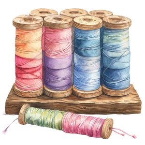 Spools of Thread Sewing Clipart Bundle, 16 High-quality JPG, Craft Art ...