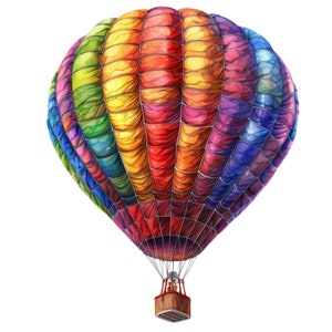 Rainbow Hot Air Balloon Clipart Bundle, 16 High-quality JPG, Craft Art ...