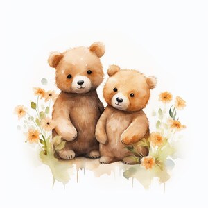 14 Bear Friends Clipart Bundle, High-quality JPG, Nursery Art, Card ...