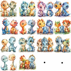 Cute Dinosaur Friends Clipart Bundle, 14 High-quality JPG, Craft Art ...