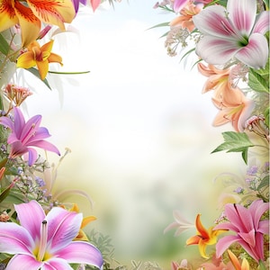 16 Vibrant Flower Page Frame Clipart Bundle, 16 High-quality JPG, Craft ...