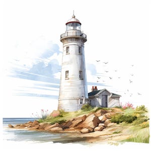 14 Lighthouses Clipart Bundle, High-quality JPG, Craft Art, Card Making ...