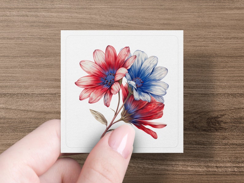 Vibrant 4th Red White Blue Flower Clipart Bundle, 16 High-quality JPG ...