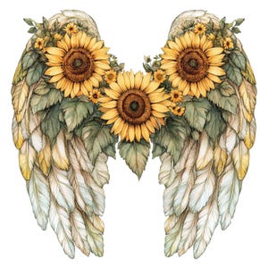 15 Angel Wings Sunflower Flower 15 Clipart Bundle, Transparent PNG ...