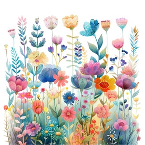 Rainbow Color Flowers Clipart Bundle, 16 High-quality JPG, Craft Art ...