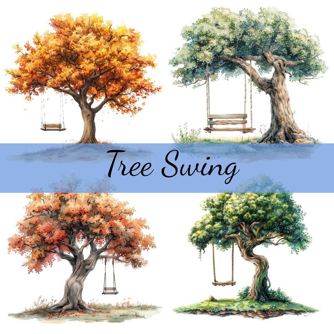 16 Tree With Swing Clipart Bundle,16 High-quality JPG, Craft Art, Card ...