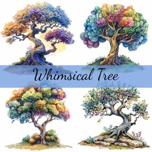 Whimsical Twisted Tree Clipart Bundle, 16 High-quality JPG, Craft Art ...