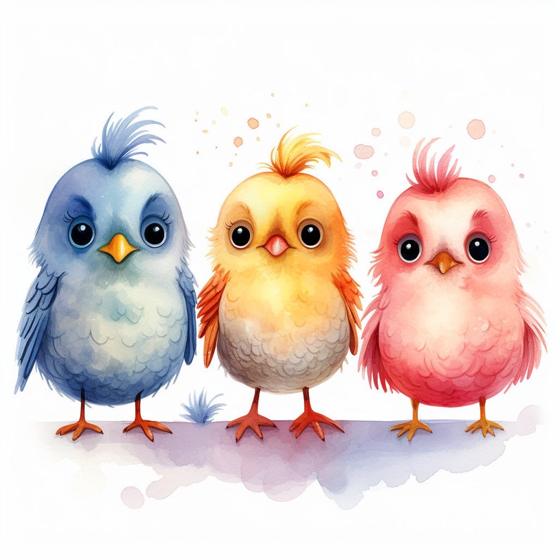 21 Cute Adorable Birds Clipart Bundle, JPG, Card Making, Clip Art ...