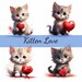 12 Valentine Kitten Clipart Bundle, High-quality JPG, Craft Art, Card ...