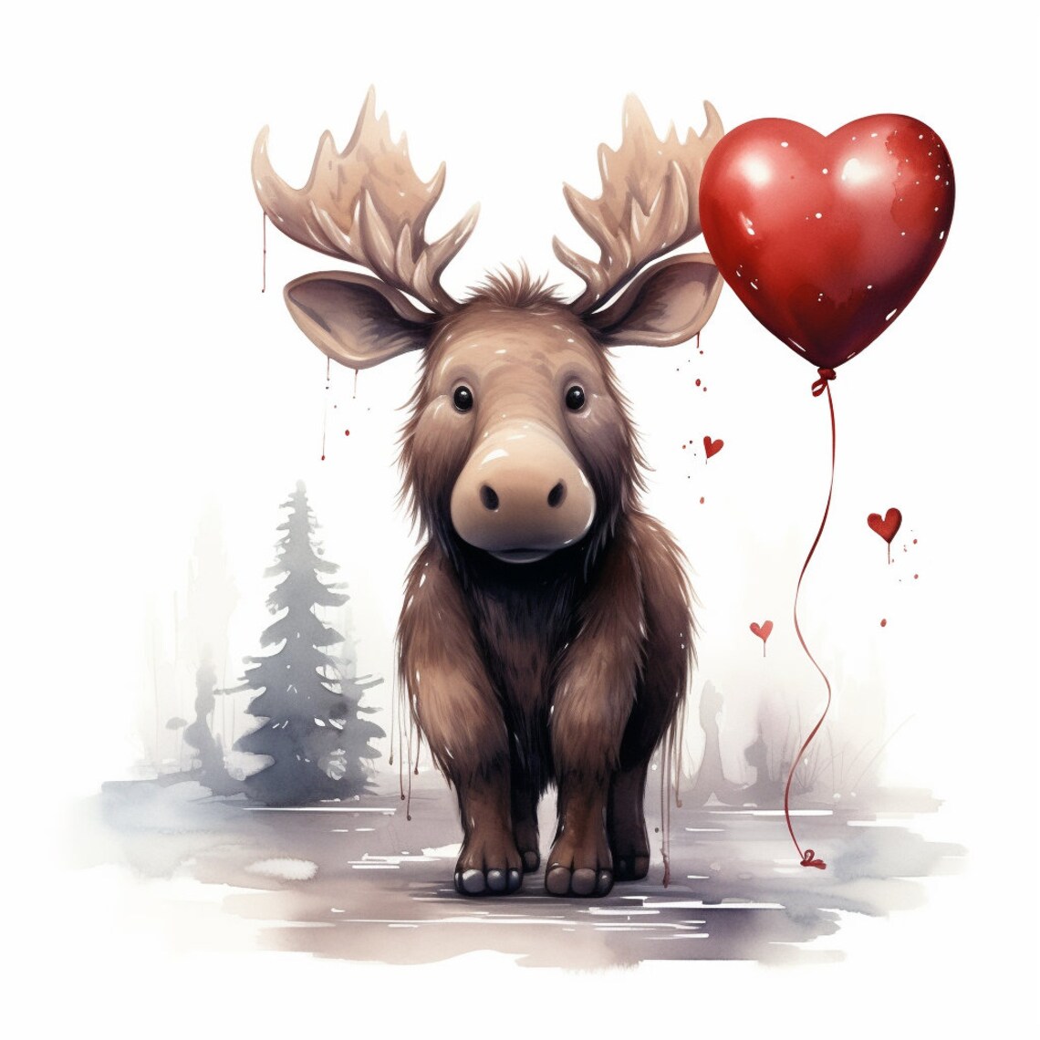 12 Valentine Moose Clipart Bundle, High-quality JPG, Craft Art, Card ...
