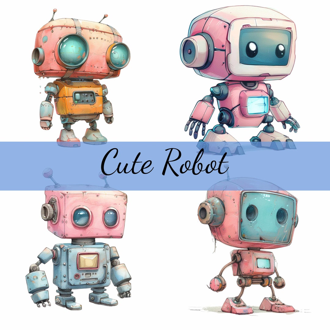 16 Cute Robot Clipart Bundle, 16 High-quality JPG, Craft Art, Card ...