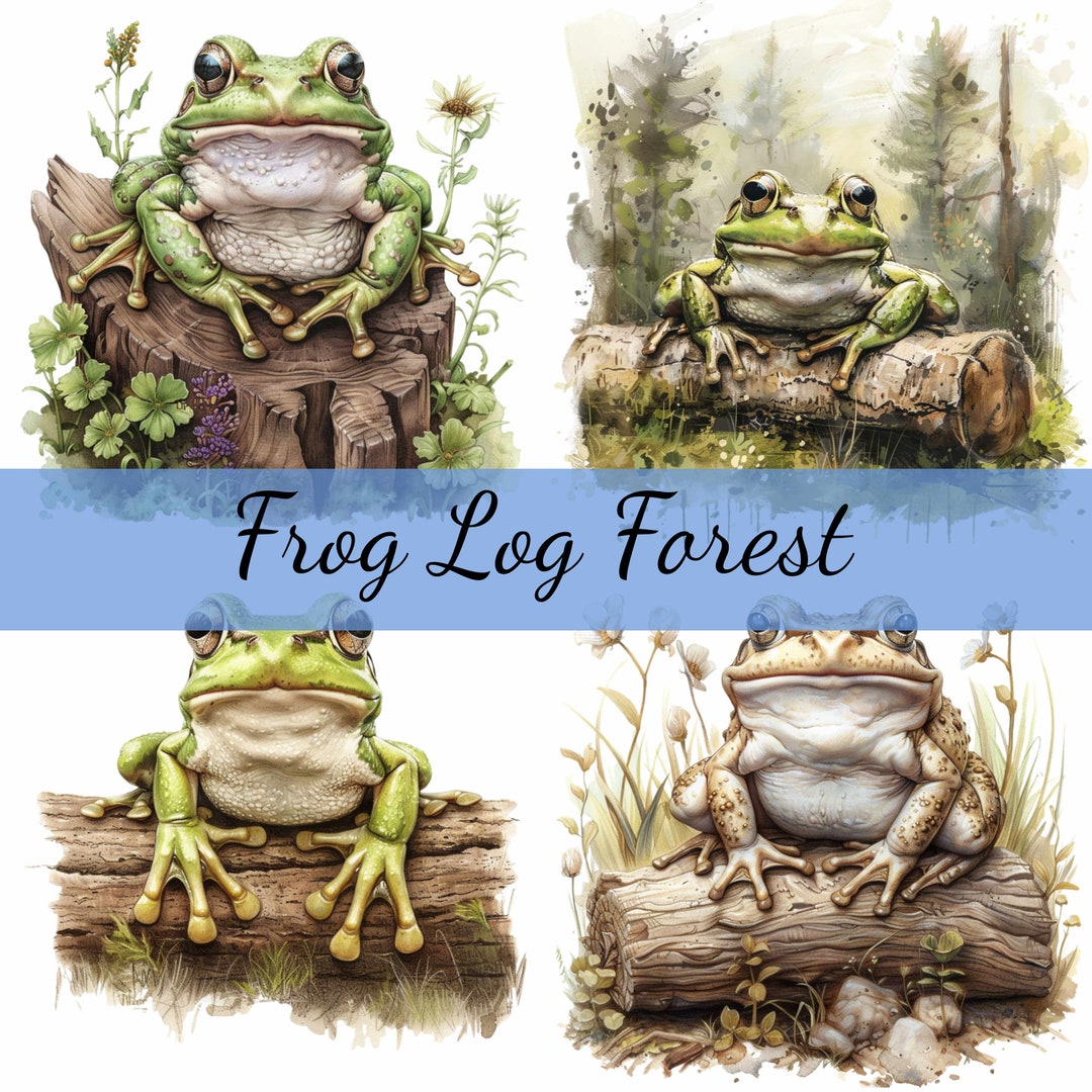 16 Frog on a Log Clipart Bundle, 16 High-quality JPG, Craft Art, Card ...