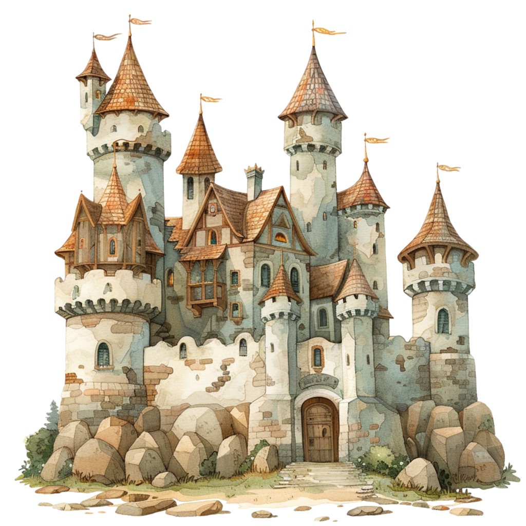 16 Medieval Castle Clipart Bundle, 16 High-quality JPG, Craft Art, Card ...
