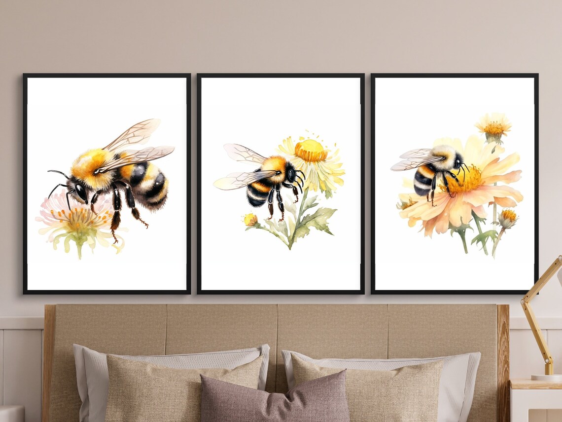Bumblebee on Flower Clipart Bundle, High-quality JPG, Craft Art, Card ...