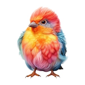 15 Puffy Fluffy Rainbow Birds Clipart Bundle, High-quality JPG, Craft ...