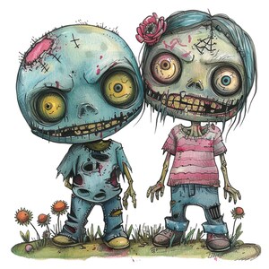 Zombie Friends Clipart Bundle, 16 High-quality JPG, Craft Art, Card ...