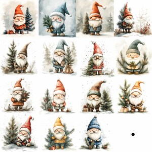 15 Christmas Gnome Pine Tree Clipart Bundle, 15 High-quality JPG, Craft ...